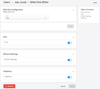 Mitel one licenties toewijzen aan gebruikers